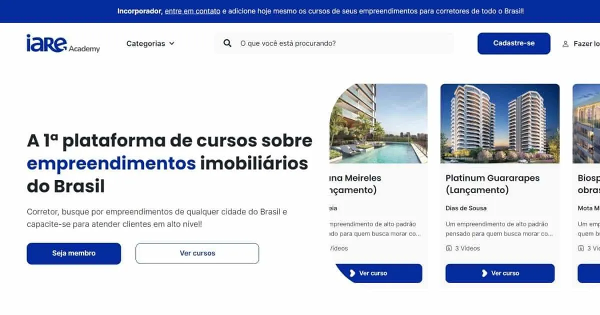 iaRe Academy | Curso online de empreendimentos imobiliários para corretores
